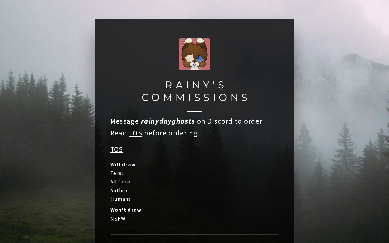Rainy's Commissions